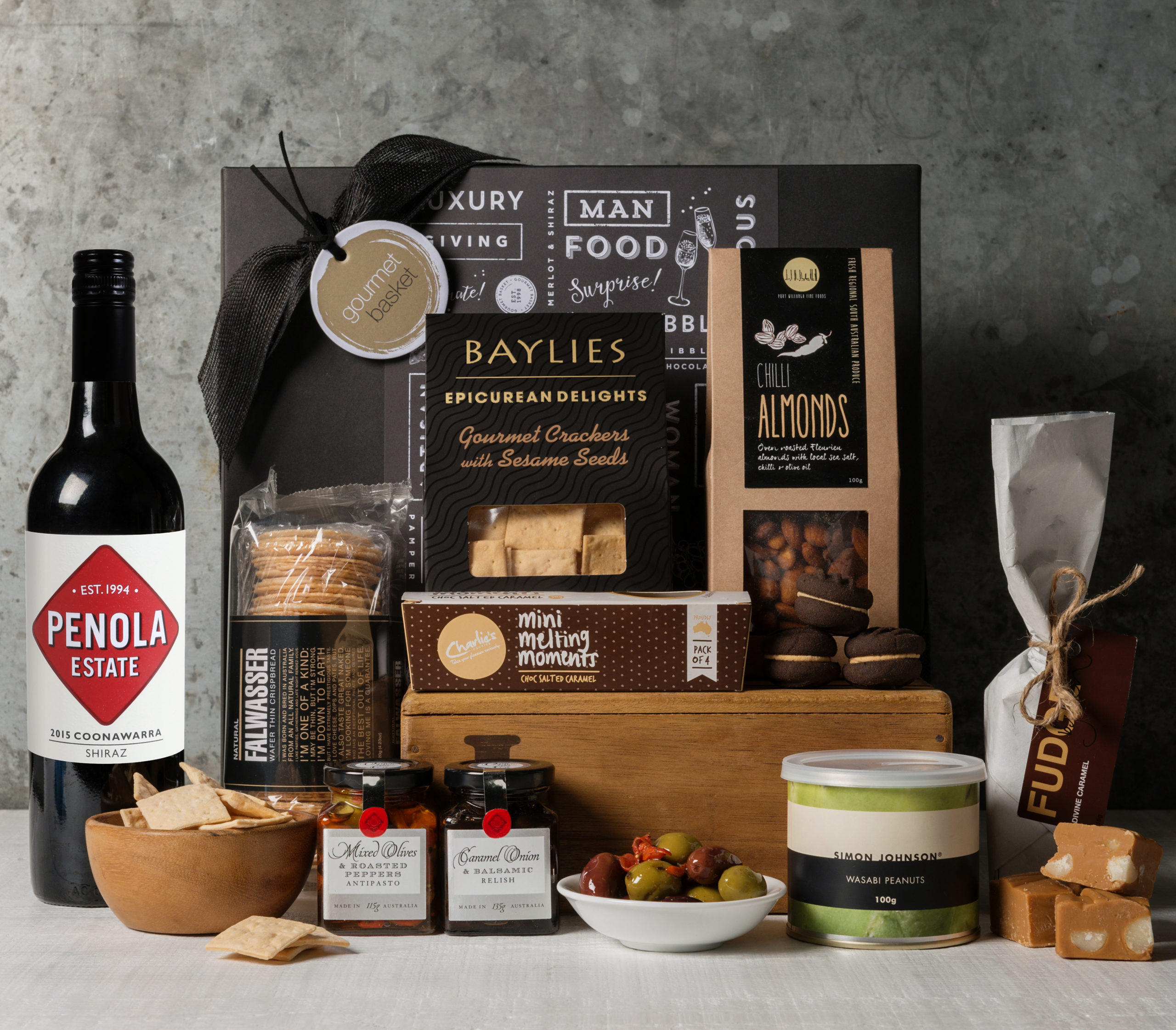 Stunning Red Wine and Nibbles Gift Hamper they're sure to love